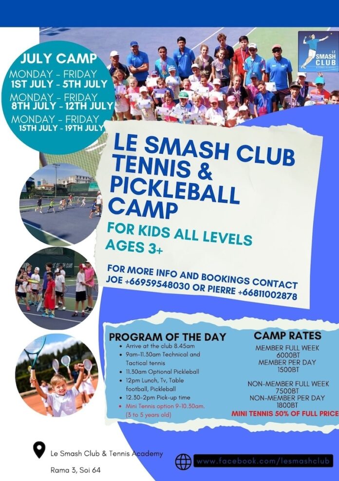 BANGKOK - COMMUNAUTÉ : Camps d'été de tennis et de Pickle Ball au Smash ...